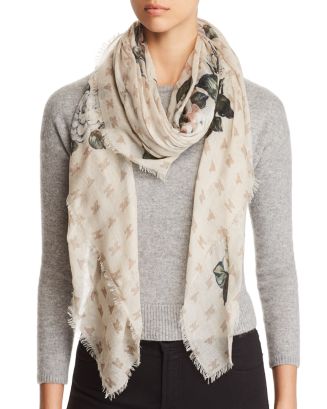 Max Mara Scacco Floral Logo Scarf | Bloomingdale's