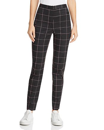 MILLY High-Waist Grid Print Skinny Pants | Bloomingdale's