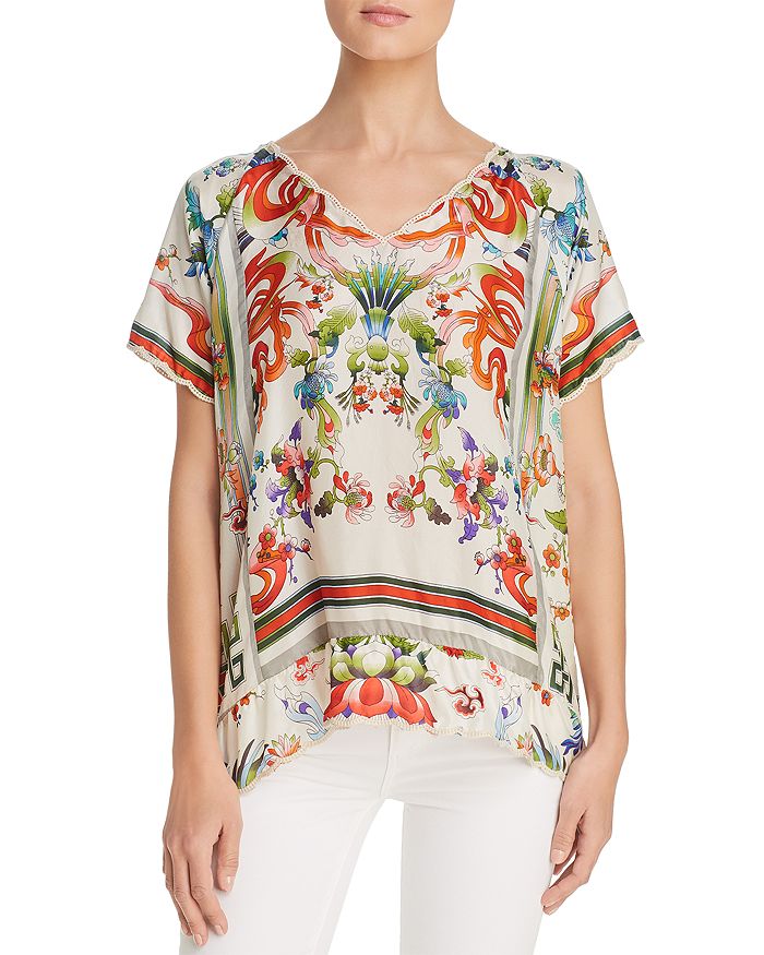 Johnny Was Printed Silk Top | Bloomingdale's