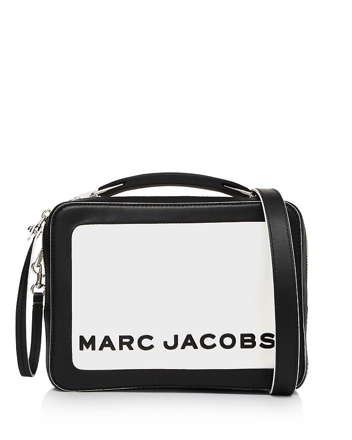 MARC JACOBS MARC JACOBS The Box Medium Leather Color-Block Crossbody ...