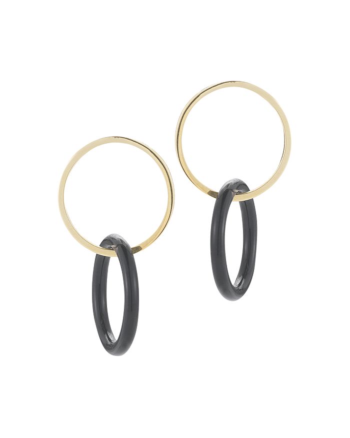 MATEO 14K Yellow Gold & Onyx Connecting Circle Earring | Bloomingdale's