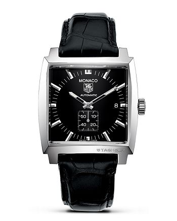 TAG Heuer "Monaco" Square Watch with Alligator Strap, 37mm | Bloomingdale's