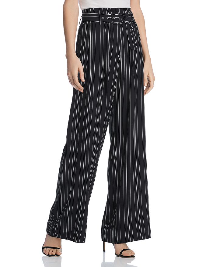 WAYF Keri Striped Pleated Wide-Leg Pants | Bloomingdale's