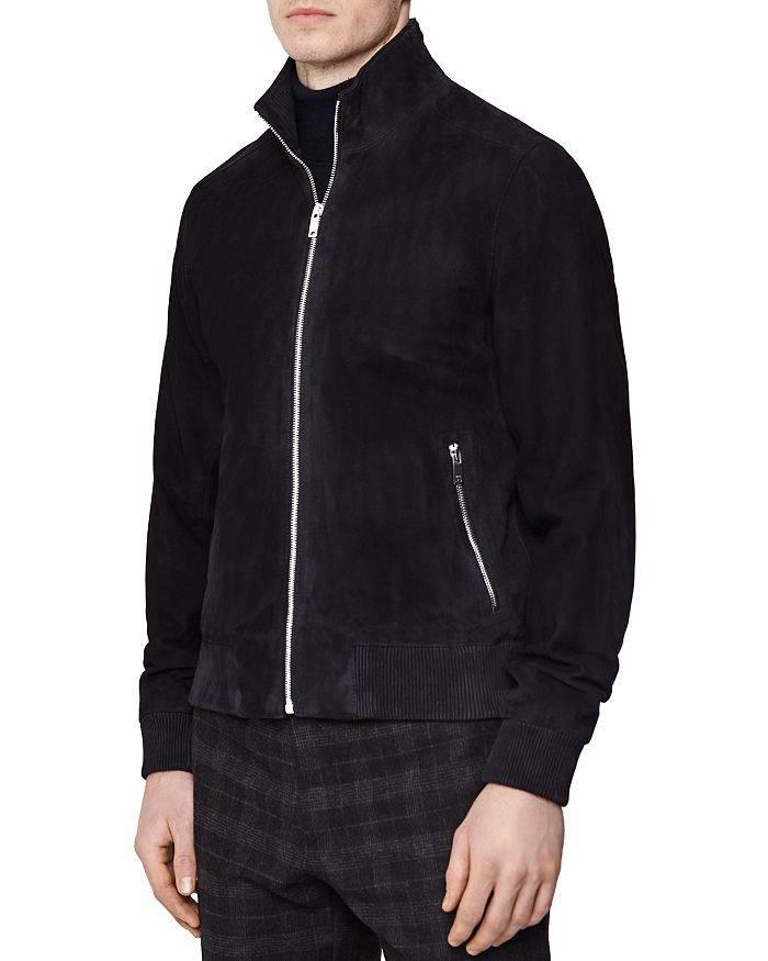 REISS Hemsworth Navy Suede Bomber | Bloomingdale's