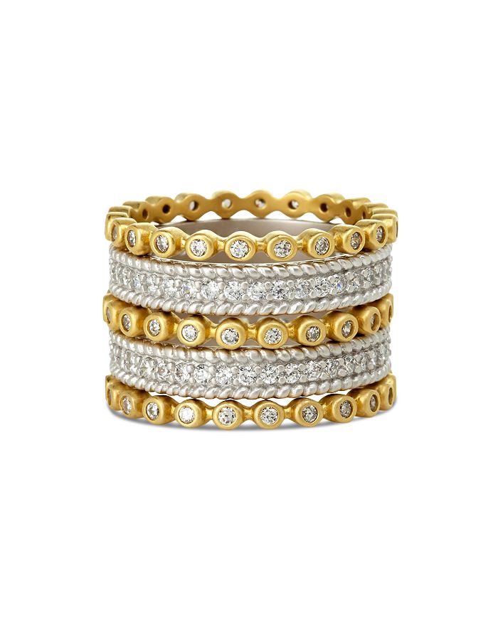 Freida Rothman Classic Stacking Rings in Gold-Plated & Rhodium-Plated ...