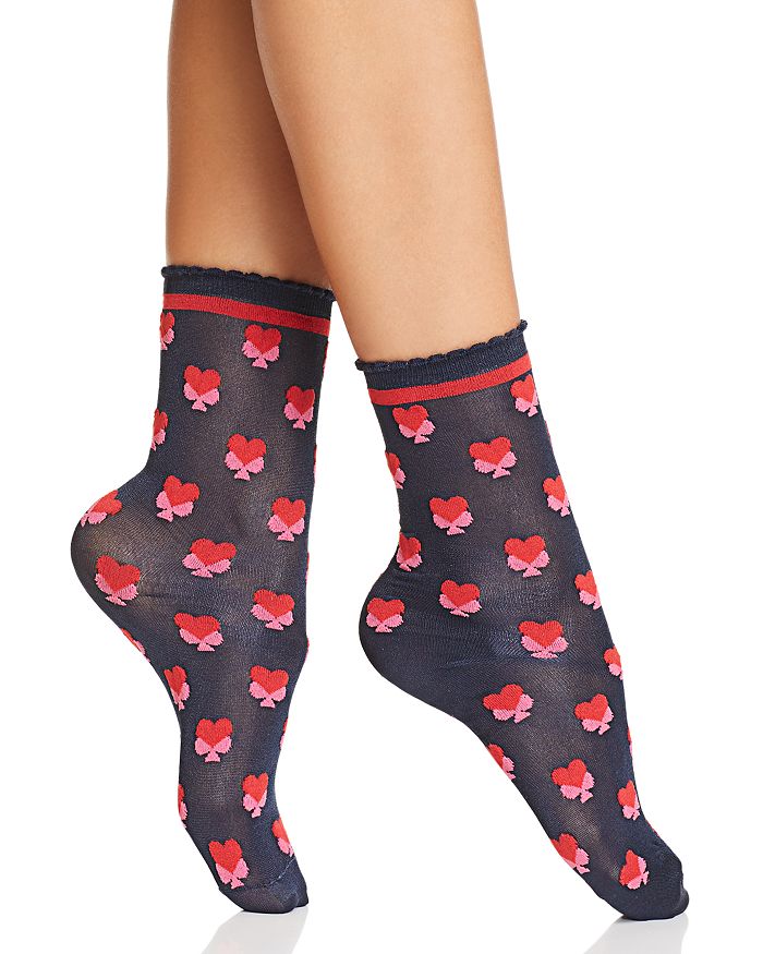 Kate Spade New York Heart-print Trouser Socks In Navy | ModeSens