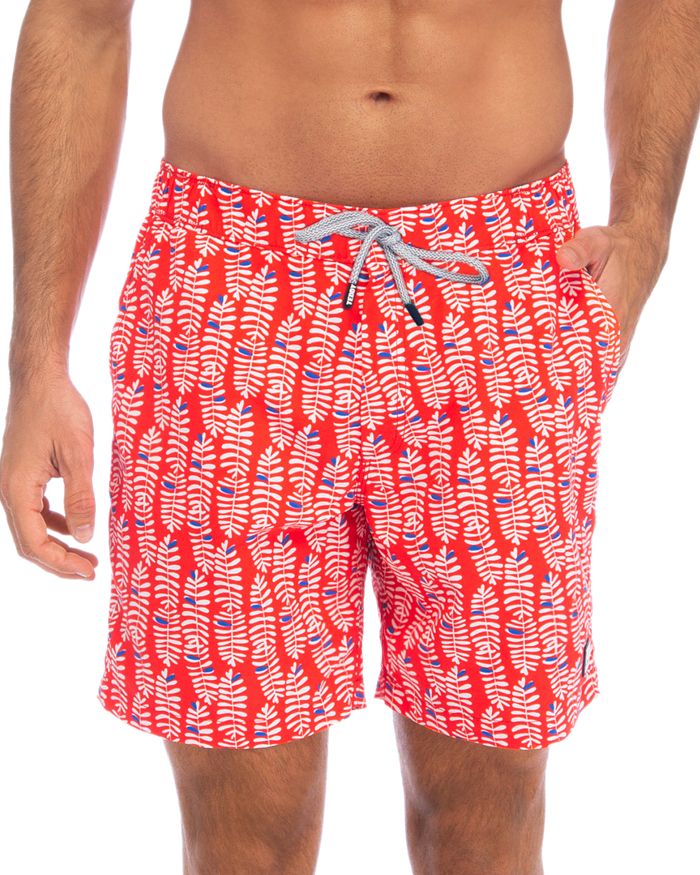 TOM & TEDDY Rowan Botanical Print Swim Trunks | Bloomingdale's