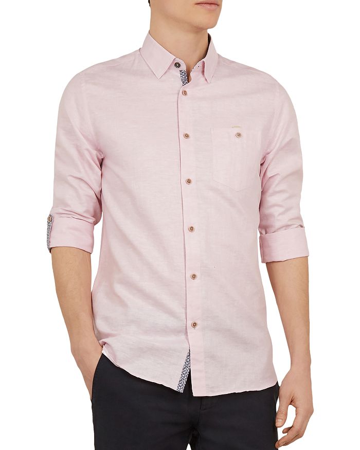 Ted Baker Emuu Slim Fit Linen Shirt In Turquoise | ModeSens