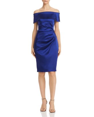 Avery G Off-the-Shoulder Satin Dress | Bloomingdale's