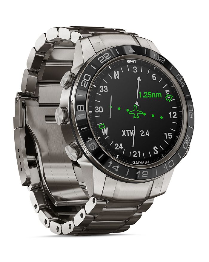 Garmin Unisex Marq Aviator Stainless Titanium Strap Smart Watch 46mm In ...