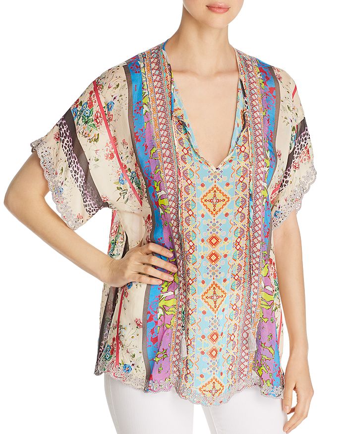 Johnny Was Printed Eyelet Trim Top | Bloomingdale's