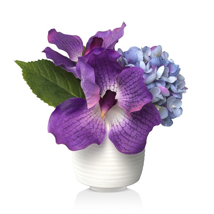 Diane James Home Purple Orchid Faux Floral Arrangement in Porcelain ...