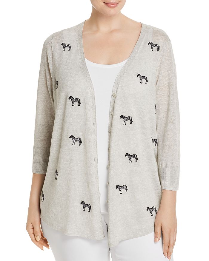 NIC and ZOE Plus NIC+ZOE Plus Zebra Crossing Embroidered Cardigan ...