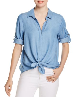 Single Thread Tie-Front Button-Down Shirt | Bloomingdale's