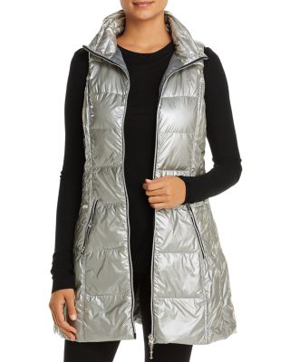 Fillmore Packable Long Down Puffer Vest In Metallic Silver | ModeSens