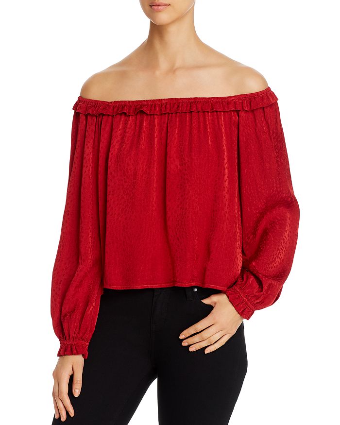 Red Haute Ruffled Off-the-Shoulder Top | Bloomingdale's