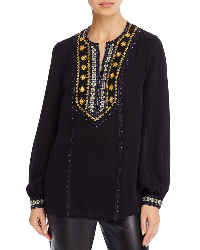 Kobi Halperin Sandi Embellished Silk Blouse In Ivory | ModeSens