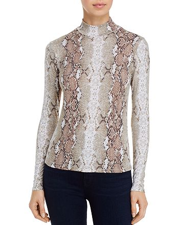 FORE Snake Print Mock Neck Top | Bloomingdale's