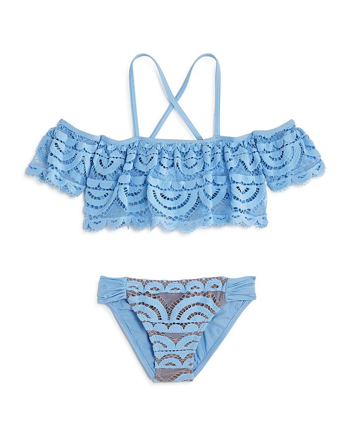 Clements Twins x PQ Swim PQ Swim Girls' Lace Two-Piece Swimsuit, Little ...