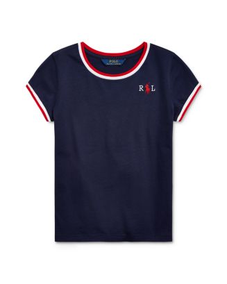 Ralph Lauren Girls' Cotton Embroidered Jersey Tee - Big Kid ...
