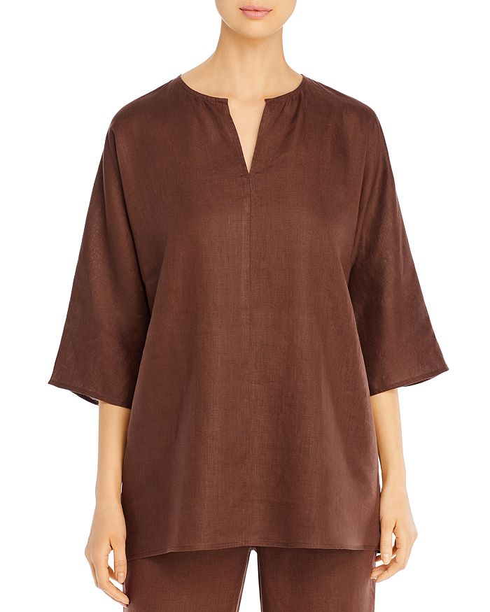 Eileen Fisher Organic Linen Split Neck Tunic | Bloomingdale's