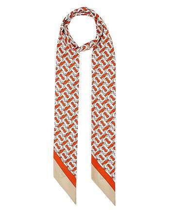 Burberry Monogram & Logo Print Silk Skinny Scarf | Bloomingdale's