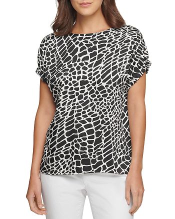 DKNY Printed Short Sleeve Top | Bloomingdale's