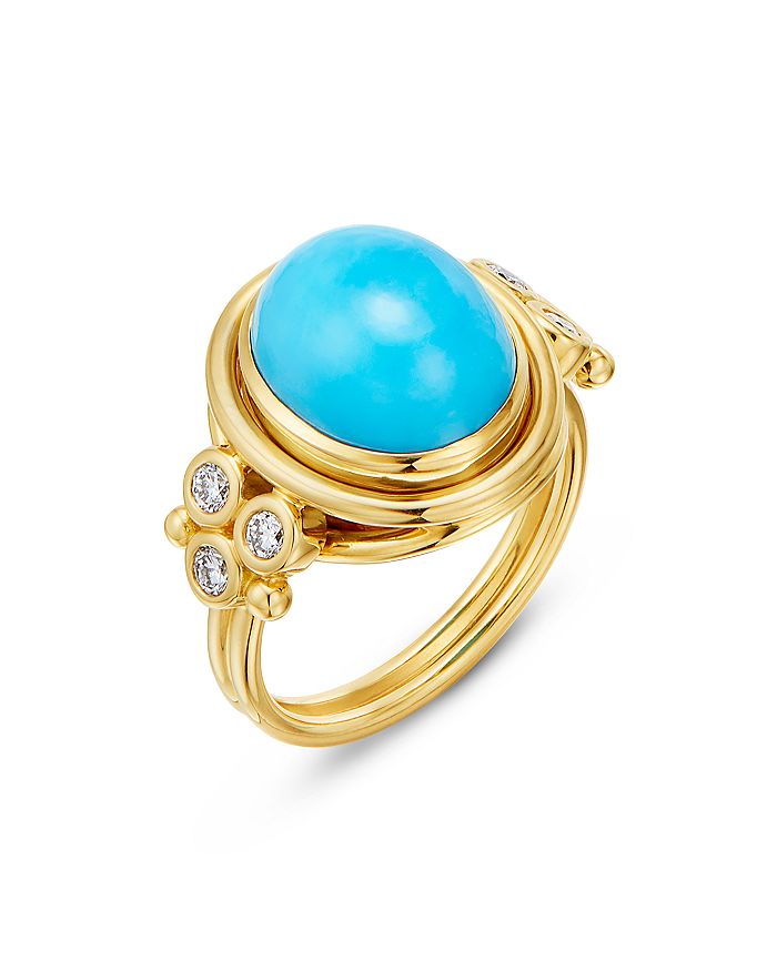 Temple St. Clair 18K Yellow Gold Turquoise & Diamond Statement Ring ...
