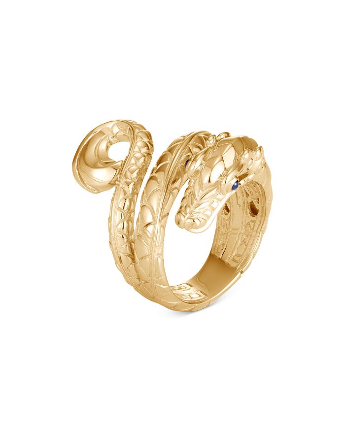JOHN HARDY 18K Yellow Gold Legends Naga Serpent Ring with Blue Sapphire ...