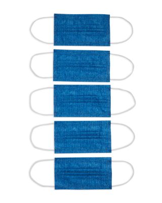 Medipop Disposable Denim Print Face Masks, Set of 5 | Bloomingdale's