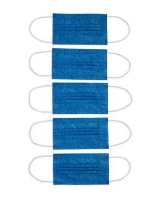 Medipop Disposable Denim Print Face Masks, Set of 5 | Bloomingdale's