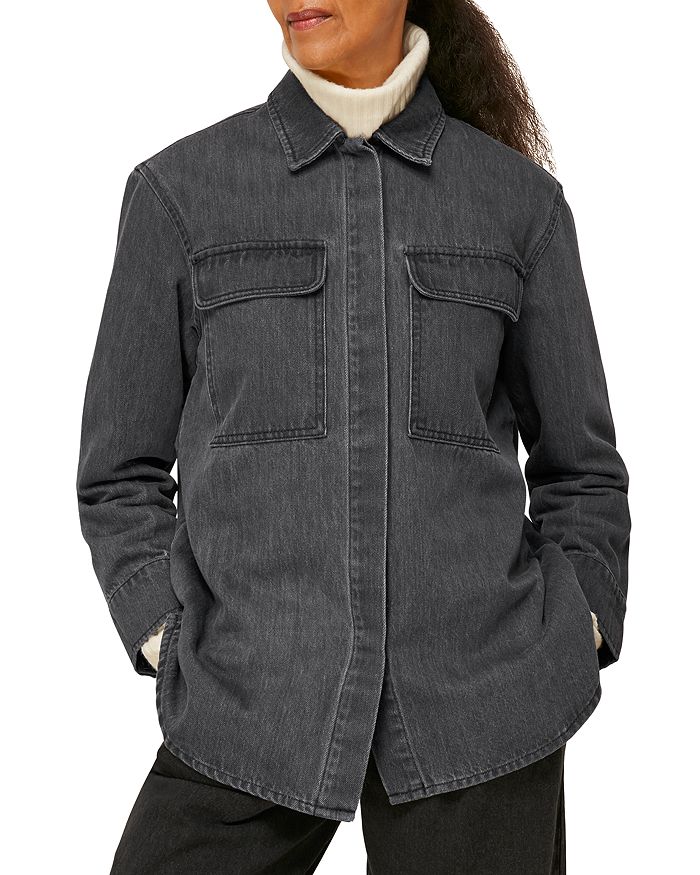 Whistles Organic Cotton Denim Overshirt in Black | Bloomingdale's
