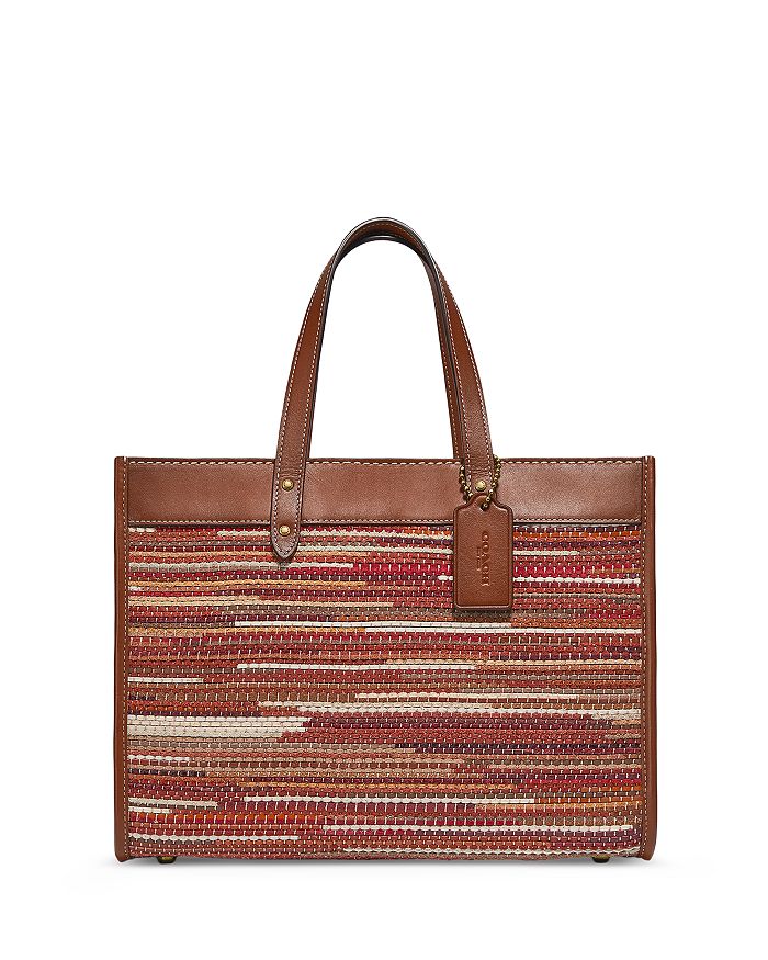 COACH Field Tote 30 Woven Leather Tote | Bloomingdale's