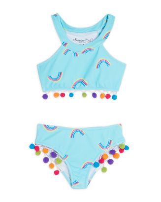 Sovereign Code Girls' Tori Pompom Trim Two-Piece Swimsuit - Little Kid ...