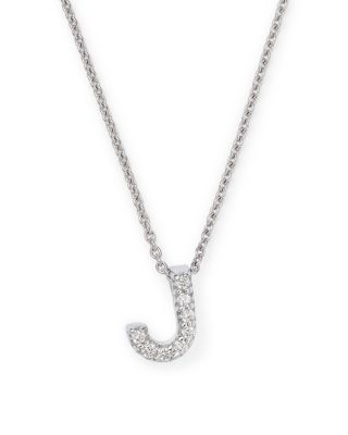 Roberto Coin 18K White Gold Initial Love Letter Pendant Necklace with Diamonds  16