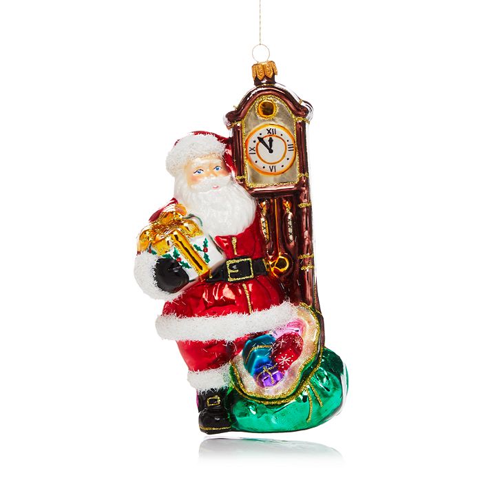 Bloomingdale's Santa by Clock Glass Ornament - 100% Exclusive ...