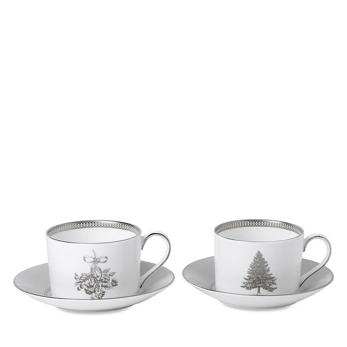 Wedgwood Winter White Teacup & Saucer, Set of 2 | Bloomingdale's