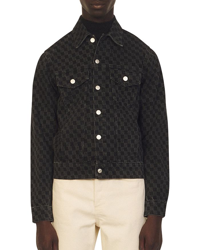 Sandro Check Denim Jacket | Bloomingdale's