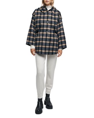 Maje Gangzhy Hooded Check Coat | Bloomingdale's