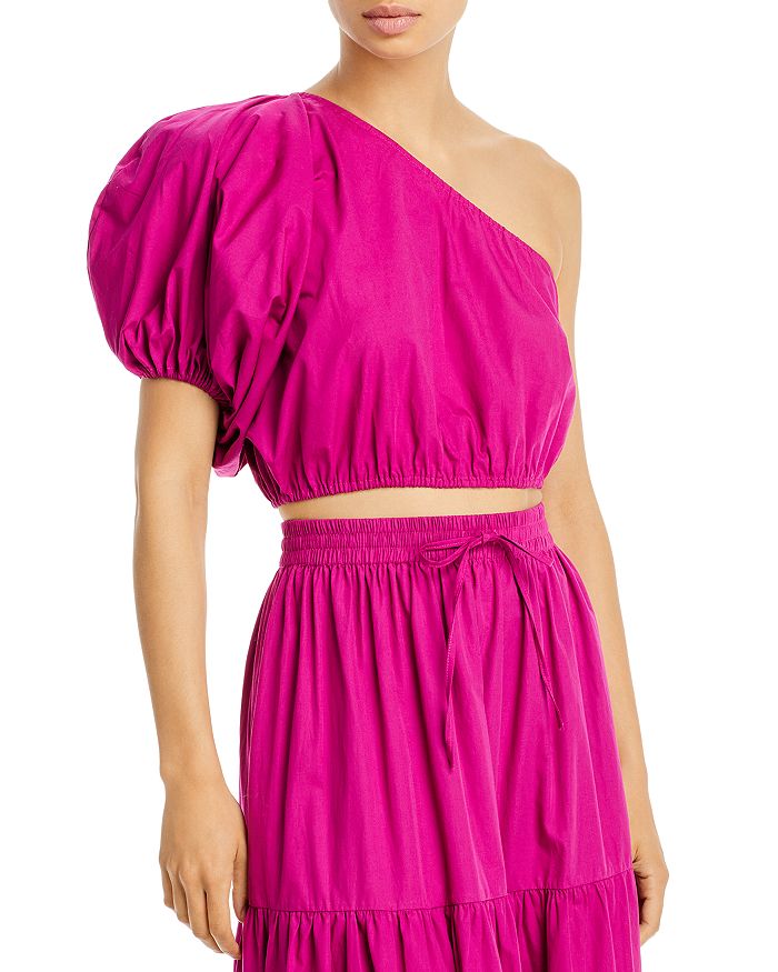 S/W/F One Shoulder Puff Sleeve Crop Top | Bloomingdale's