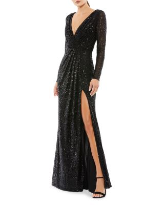 Click here for Mac Duggal Sequined Long Sleeve Gown prices