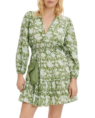 Maje Ritale Smocked Waist Printed Mini Dress | Bloomingdale's