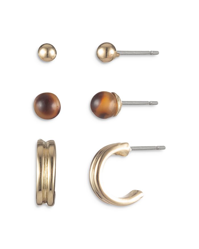 Ralph Lauren Gold-Tone & Tortoise Bead Trio Earrings | Bloomingdale's