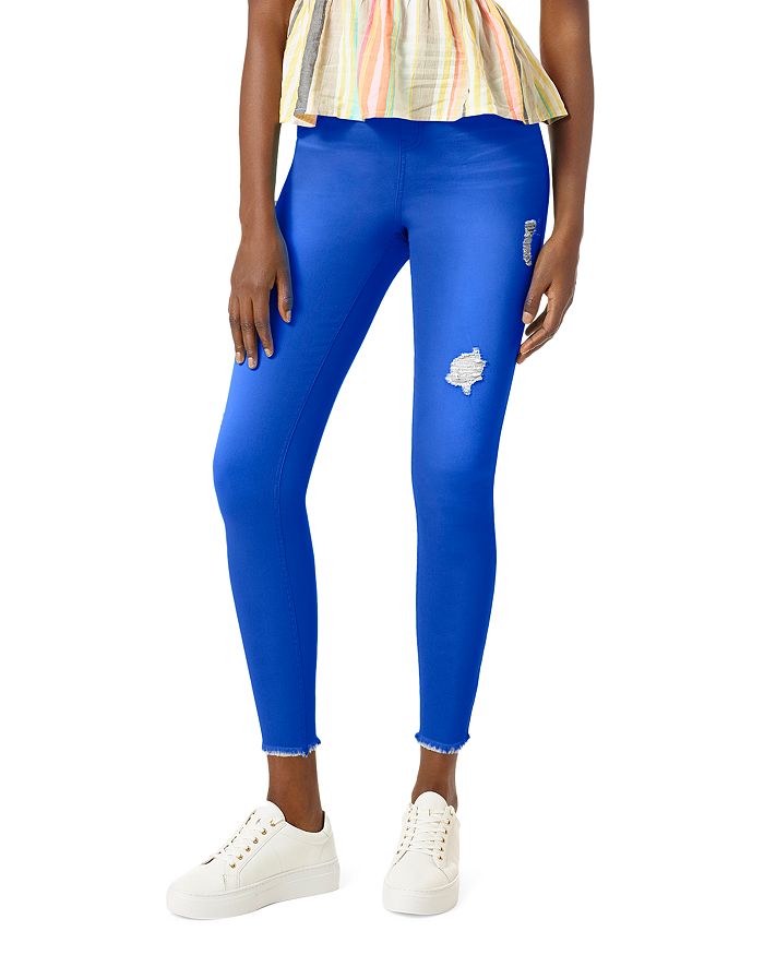 HUE Ripped Denim High-Rise Skimmer Leggings | Bloomingdale's