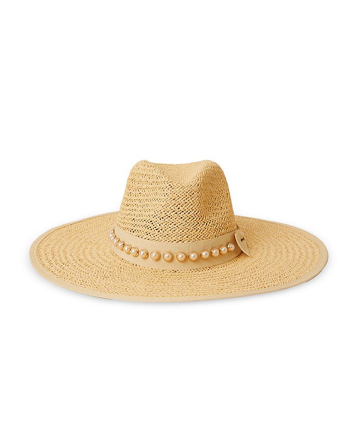 BTB Los Angeles Cassie Faux Pearl Straw Hat | Bloomingdale's