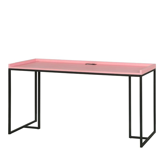 Furniture of America Hinsdale Pink Computer Desk with USB Ports ...