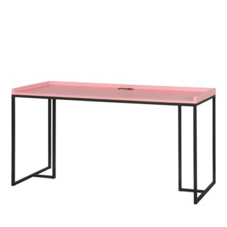 Furniture of America Hinsdale Pink Computer Desk with USB Ports ...