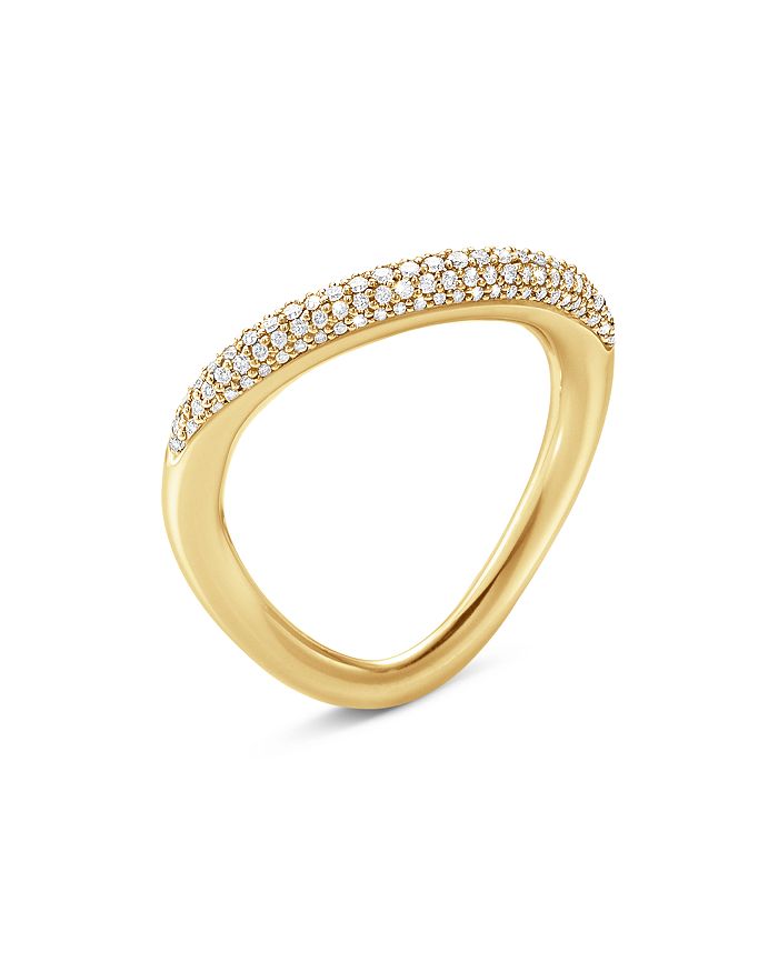 Georg Jensen 18K Yellow Gold Offspring Diamond Pavé Wavy Ring ...