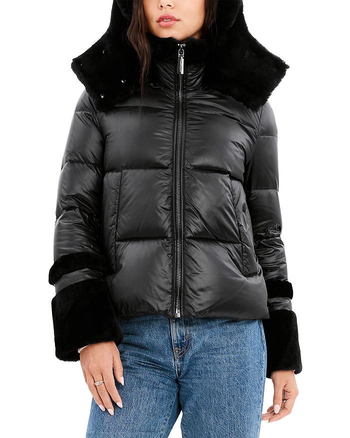 Dawn Levy Harper Shearling Hooded Zip Jacket | Bloomingdale's