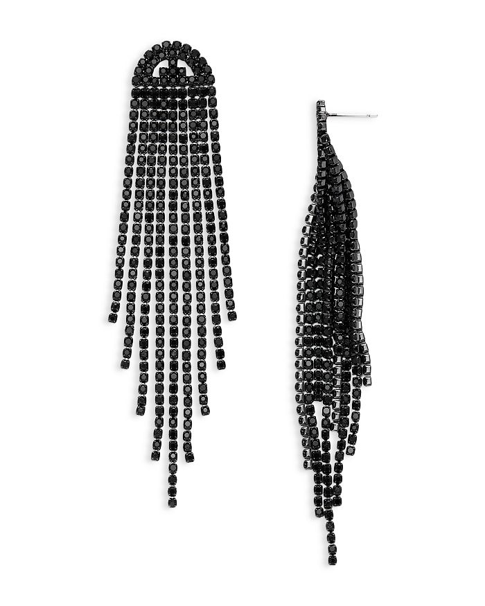 AQUA Crystal Fringe Drop Earrings in Gold Tone or Gunmetal Tone - 100% ...